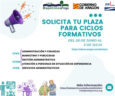 Presentación solicitudes Ciclos Formativos IES Bajo Cinca