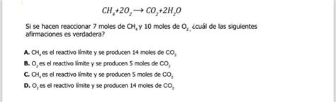 Tema Estequiometría De Acuerdo Con La Siguiente Ecuación Química Ch4