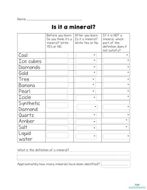 Rock And Mineral Vocab Worksheets Worksheets Library