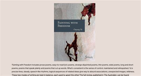 Ouyang Yus Fainting With Freedom Reviewed By Ali Jane Smith