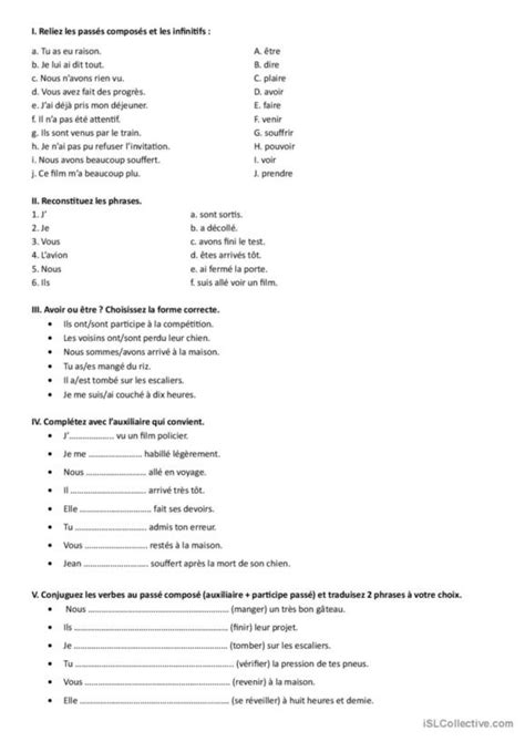 66 Passé Composé Français Fle Fiches Pedagogiques Pdf And Doc