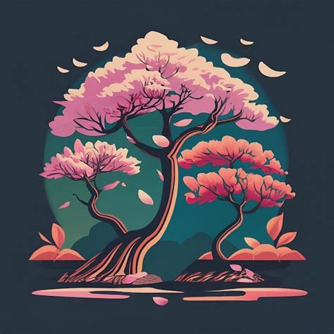Premium Photo Digital Art T Shirt Design Wallpaper Background Bonsai