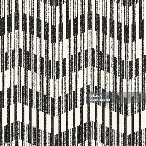 Monochrome Brushed Dashed Textured Chevron Pattern Stock Illustration Download Image Now