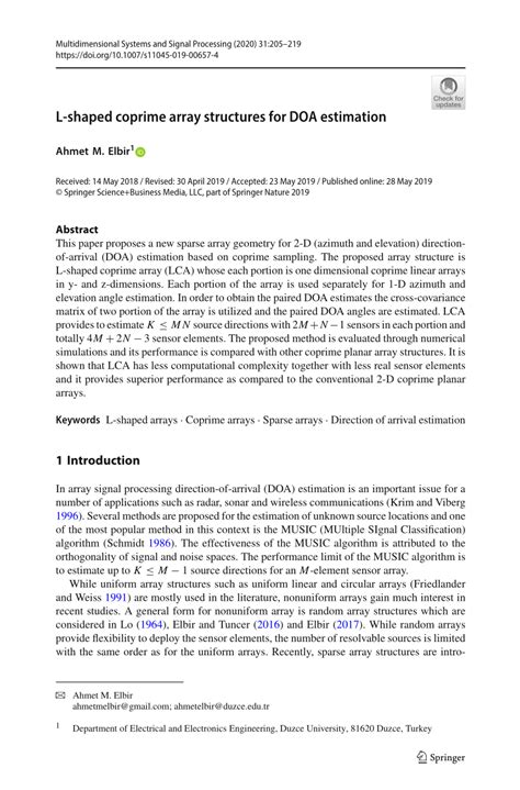 pdf l shaped coprime array structures for doa estimation