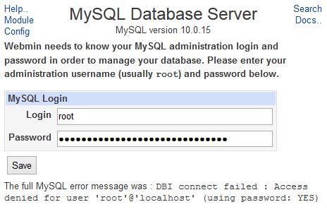Virtualmin You Do Not Have Access To This MySQL Database After