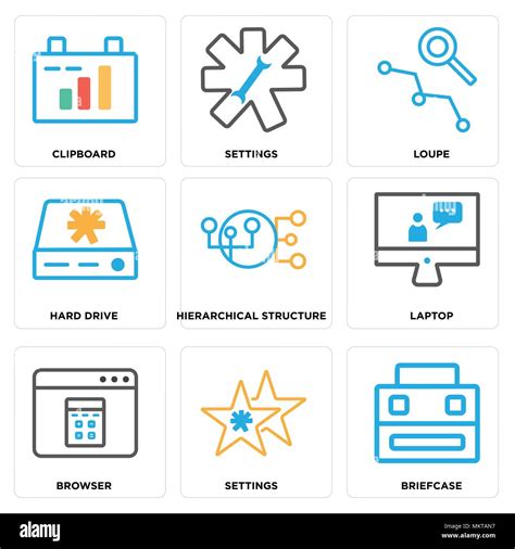 Set Of 9 Simple Editable Icons Such As Briefcase Settings Browser Laptop Hierarchical