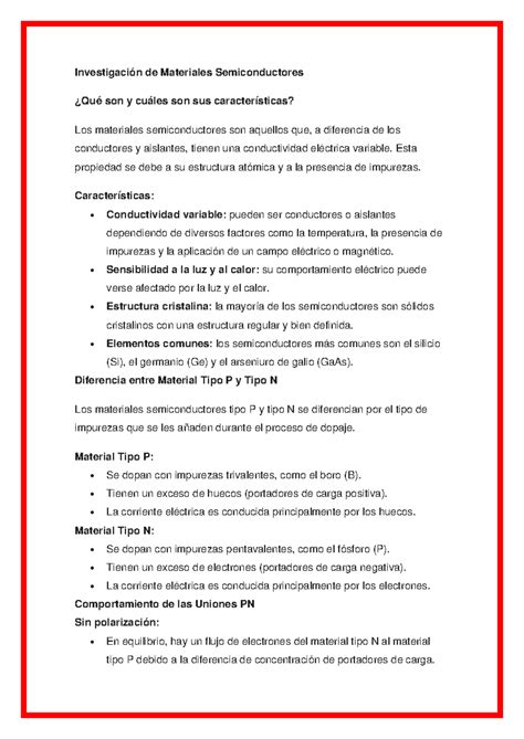 Investigación De Materiales Semiconductores Investigación De