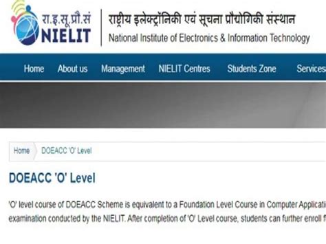 Nielit O Level Course National Institute Of Electronics And Information Technology Doeacc Made