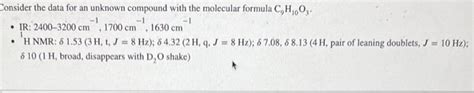 Solved Consider The Data For An Unknown Compound With The