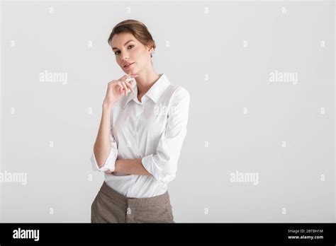 Image Of Young Seductive Woman Posing And Looking At Camera Isolated