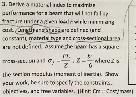 solved 3 derive a material index to maximize performance