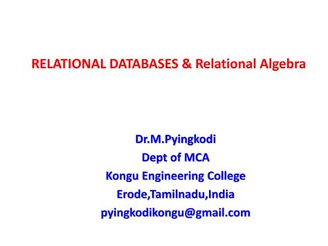 Relational Database And Relational Algebra Pdf