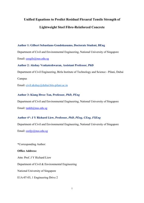 Pdf Unified Equations To Predict Residual Flexural Tensile Strength