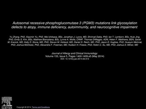 Autosomal Recessive Phosphoglucomutase 3 Pgm3 Mutations Link