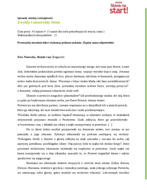 Test Podsumowujacy Do Rozdzialu V Na Skrzydlach Fantazji Wersja A Pdf