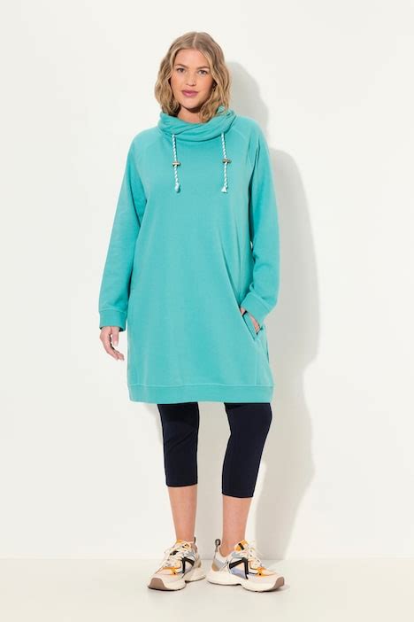 Stand Up Collar Long Sleeve Sweatshirt Dress Mint Green Ulla Popken