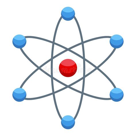 Atom Particles Circling Around Nucleus Icon Illustration Stock