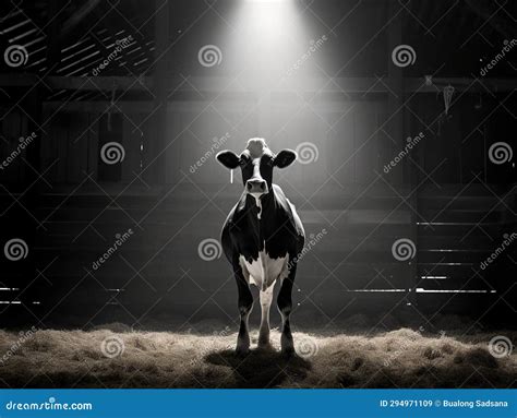 Cow Closed In The Barn Made With Generative Ai Illustration Stock
