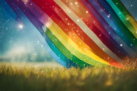 Premium Ai Image Rainbow In A Field Of Grass