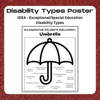 IDEA Disability Category Types Umbrella Poster By MsAlfonsoESE