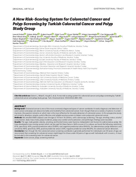 Pdf A New Risk Scoring System For Colorectal Cancer And Polyp