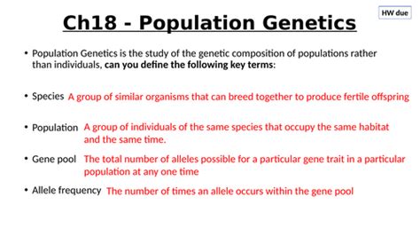 A Level Aqa Biology Population Genetics Teaching Resources