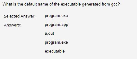 Solved What Is The Default Name Of The Executable Generated Chegg