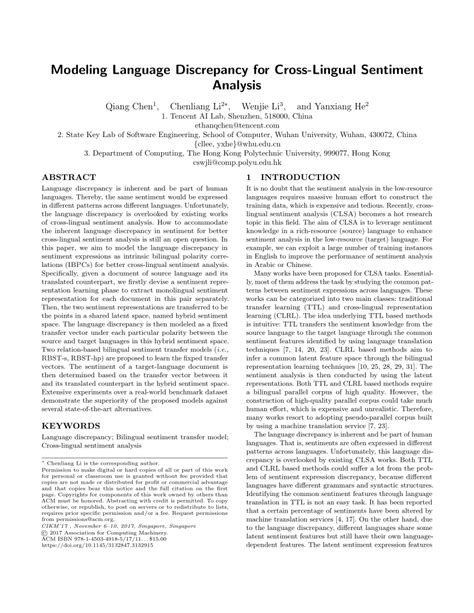 Pdf Modeling Language Discrepancy For Cross Lingual Sentiment Analysis
