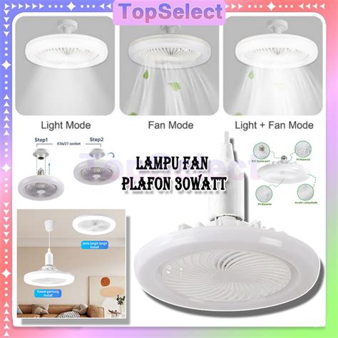 Jual Lampu Kipas Angin Remote 2in1 30W E27 Plafon Fan Ceiling Plafon Multifungsi Lampu Kipas LED