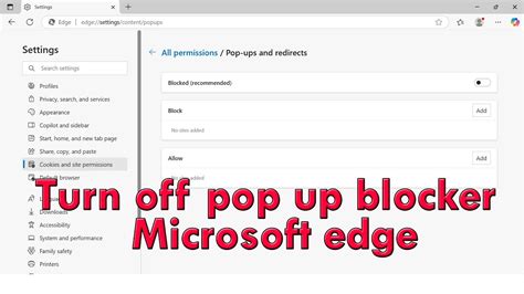 How To Turn Off Pop Up Blocker Microsoft Edge 2025 Youtube