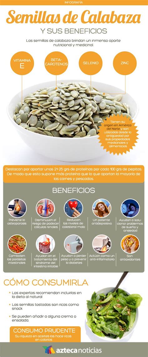 Semillas De Calabaza Y Sus Beneficios Infografia Salud Pinterest