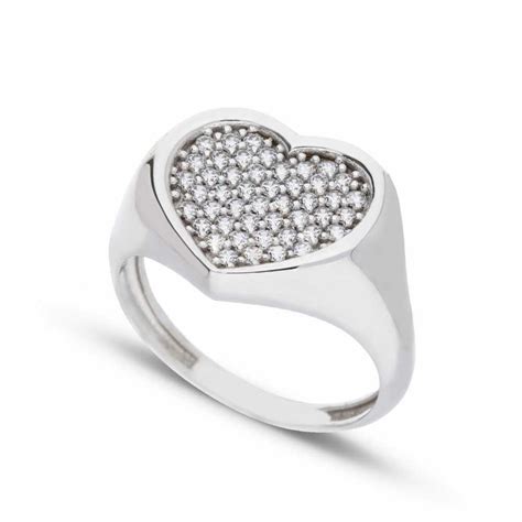 Anello Da Mignolo A Cuore In Oro Bianco 18 Carati Da Donna
