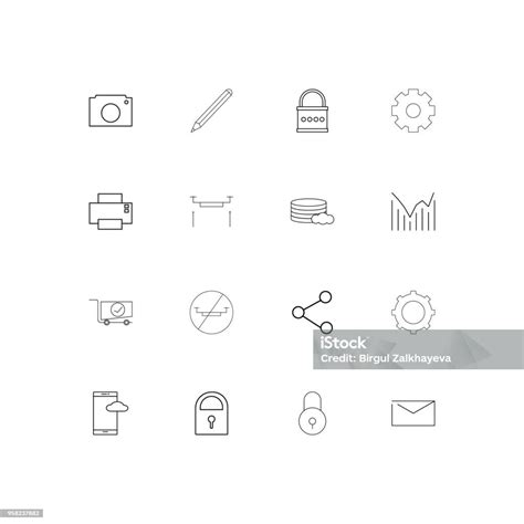 장치 선형 얇은 아이콘 설정합니다 간단한 벡터 아이콘 설명 0명에 대한 스톡 벡터 아트 및 기타 이미지 0명 기어 기계 부분 디자인 Istock