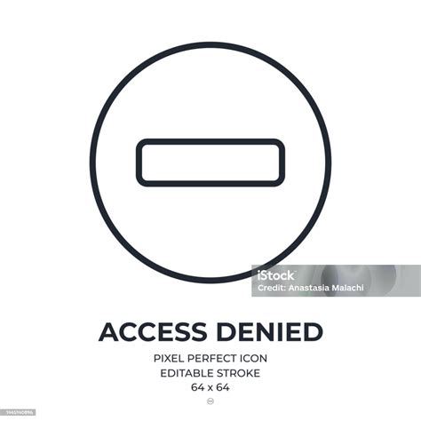 액세스 거부 기호 편집 가능한 획 윤곽선 아이콘은 흰색 배경 평면 벡터 그림에 격리되어 있습니다 완벽한 픽셀 64 엑스 64 0명에 대한 스톡 벡터 아트 및 기타 이미지