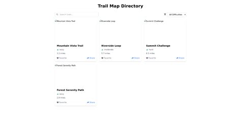 Trail Map Directory Free React Tailwind Component