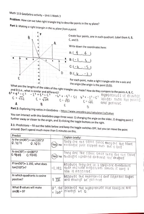 GeoGebra Activity MATH 113 Studocu