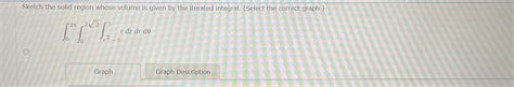 Solved Sketch The Solid Region Whose Volume Is Given By The Chegg
