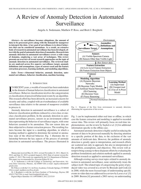 Pdf A Review Of Anomaly Detection In Automated Surveillance