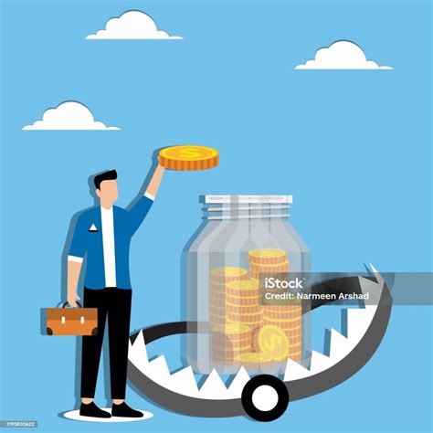 저축의 덫 금융 범죄 투자 사기 또는 위험 재정적 또는 자산 손실 피해자는 저축 냄비를 함정에 빠뜨립니다 간통에 대한 스톡 벡터 아트 및 기타 이미지 Istock