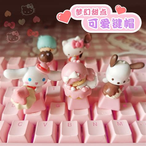 個性鍵帽 卡通 動漫 三麗鷗個性鍵帽貓咪禮物卡通圓形透光女生可愛機械鍵盤diy裝飾esc 蝦皮購物