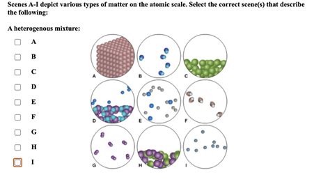 Solved Scenes A I Depict Various Types Of Matter On The Atomic Scale Select The Correct Scene