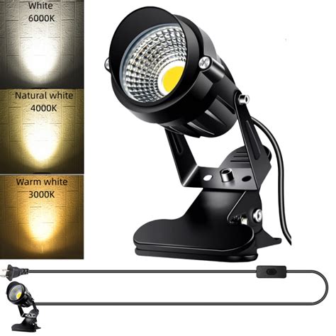 戶外 1 件 7w Cob Led 夾燈ip65 防水可調節桌面支架聚光燈帶夾子和美國插頭適用於國旗咖啡店帶開關 蝦皮購物