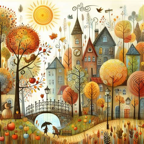 54 Images Whimsical Autumn City Images Digital Art Printable Instant