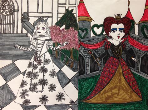 White Queen Alice In Wonderland Drawing