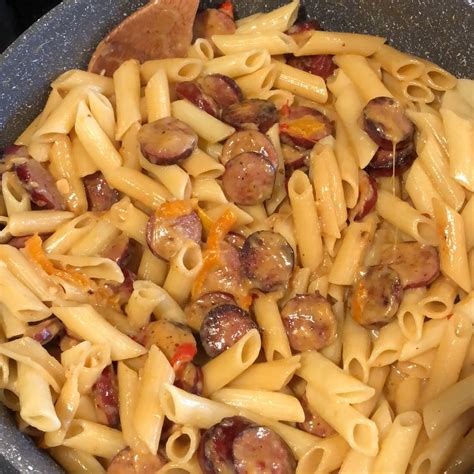 One Pan Cheesy Smoked Sausage And Pasta Recipe The Kind Of Cook Recipe
