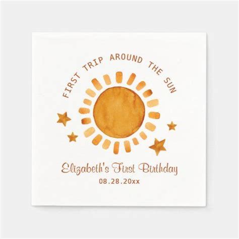 First Trip Around The Sun Sunshine 1st Birthday Napkins Zazzle
