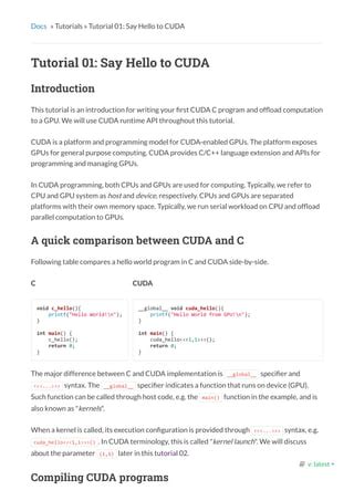 Cuda Tutorial Say Hello To Cuda Notes Pdf