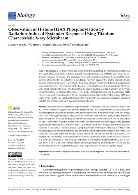 Pdf Observation Of Histone H2ax Phosphorylation By Radiation Induced