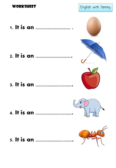 Worksheet With An Image Of Different Objects