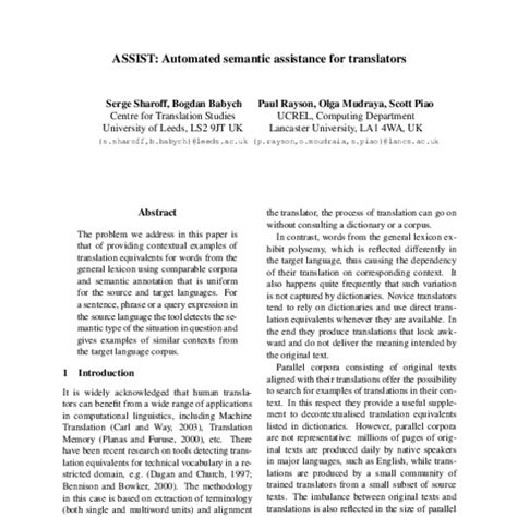 Assist Automated Semantic Assistance For Translators Acl Anthology